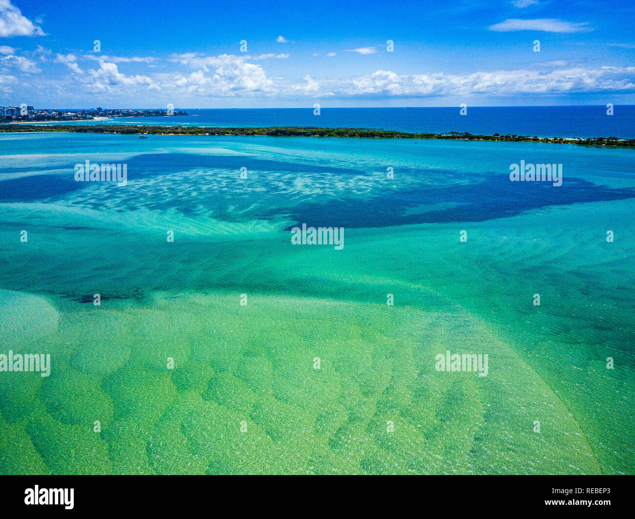 The Pumicestone Passage and Bribie Island on the Sunshine Coast, QLD ...