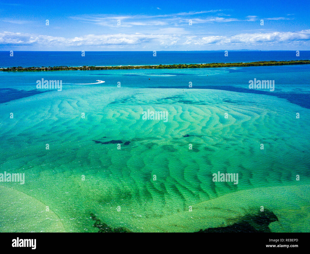 The Pumicestone Passage and Bribie Island on the Sunshine Coast, QLD ...