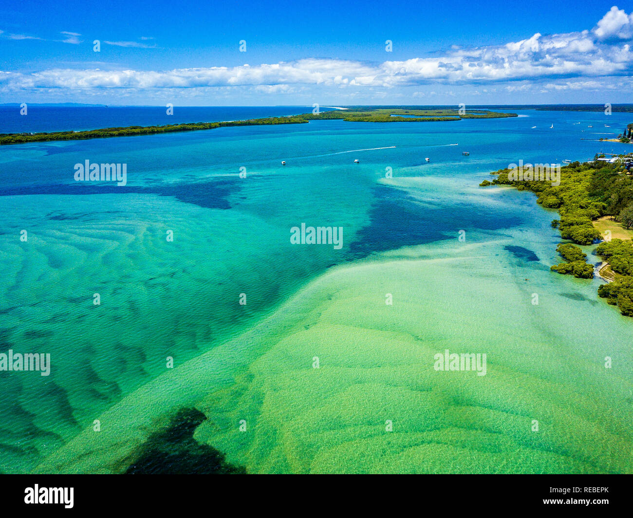 The Pumicestone Passage and Bribie Island on the Sunshine Coast, QLD ...