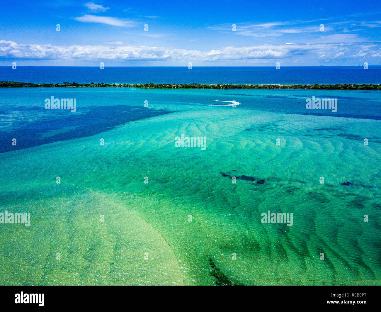 The Pumicestone Passage and Bribie Island on the Sunshine Coast, QLD ...