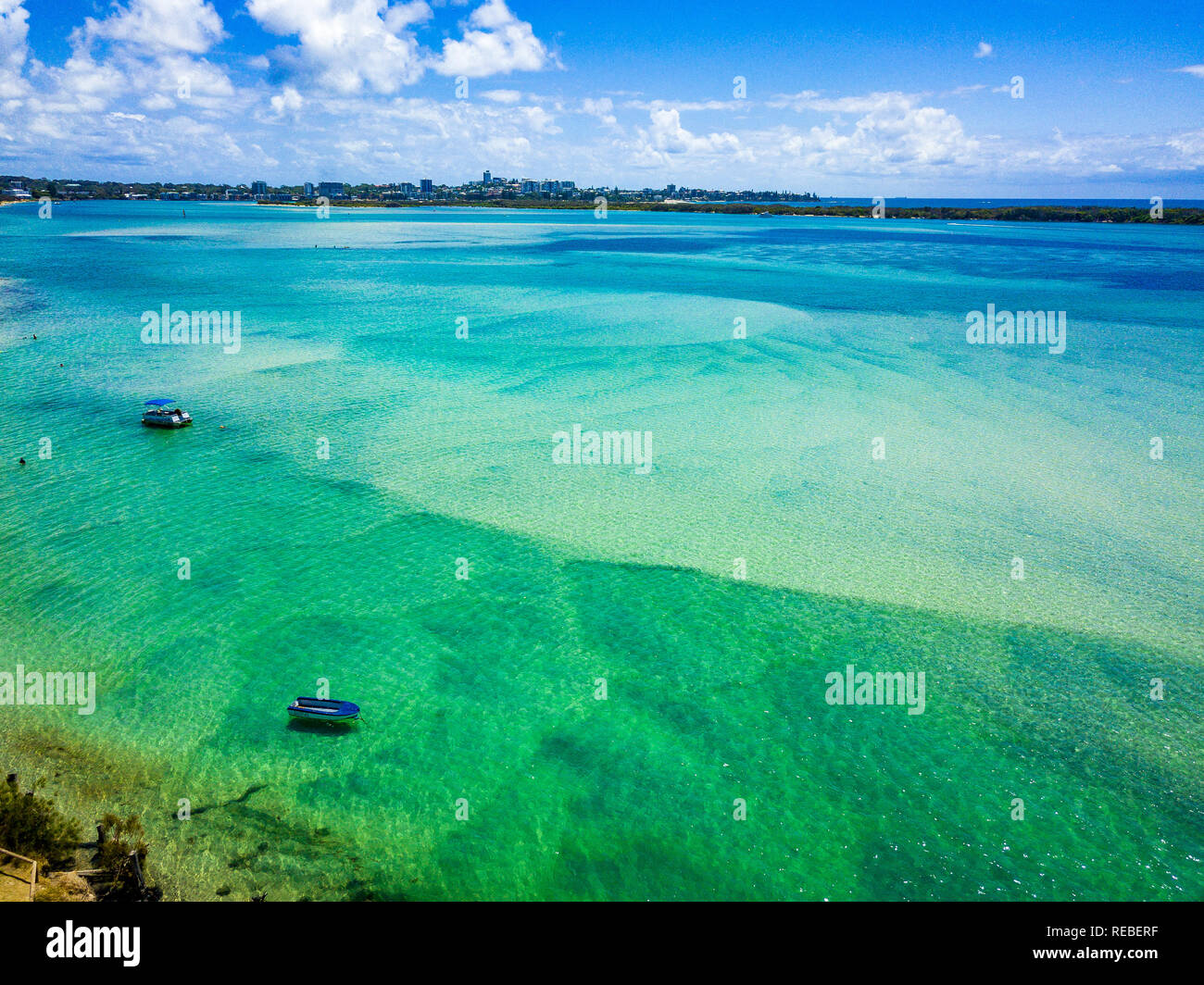 The Pumicestone Passage and Bribie Island on the Sunshine Coast, QLD ...