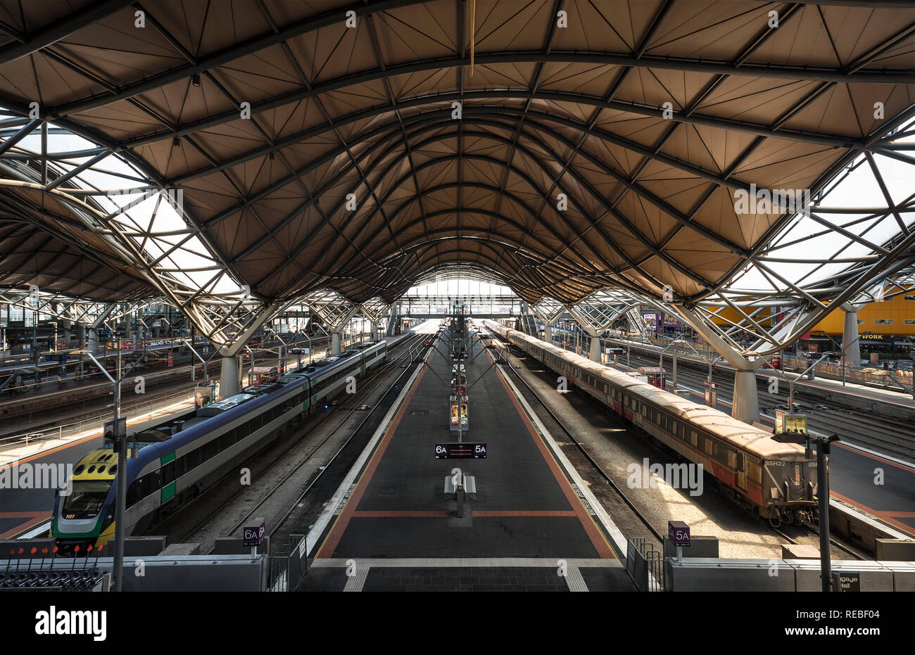 The covered structure of the Southern Cross railway station, Melbourne ...