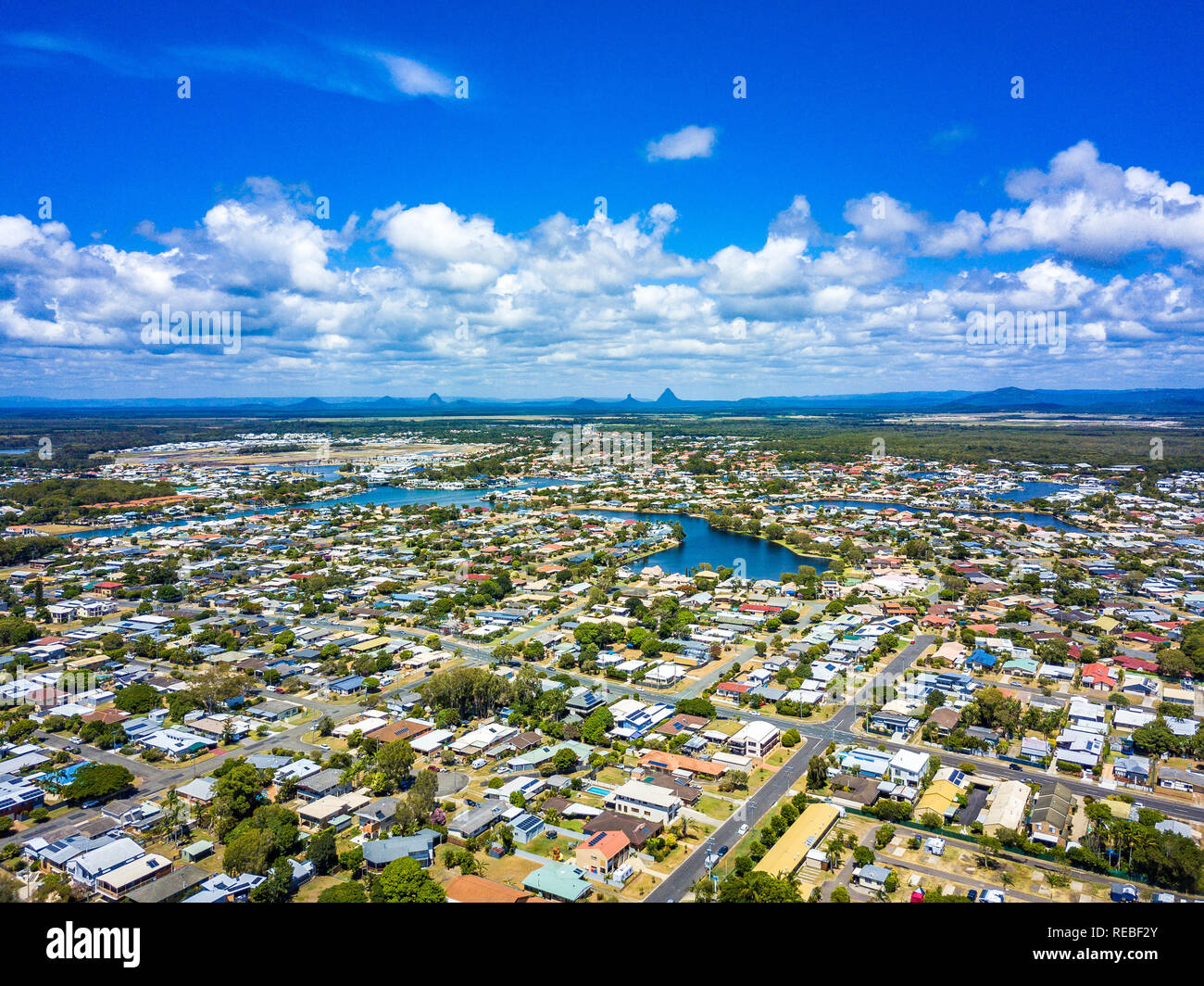 Aerial view of Golden Beach and surrounding suburbs on the Sunshine ...