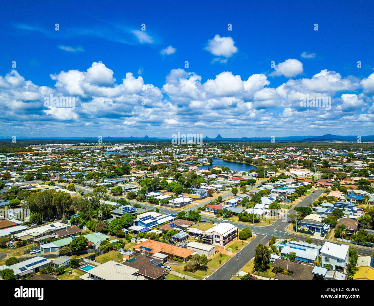 Aerial view of Golden Beach and surrounding suburbs on the Sunshine ...