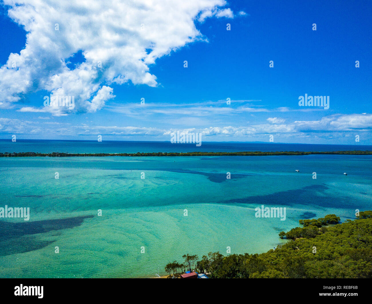 The Pumicestone Passage and Bribie Island on the Sunshine Coast, QLD ...