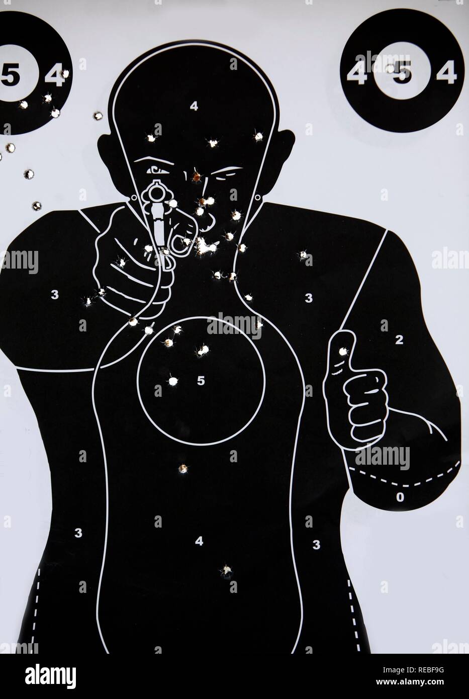 Shooting target, man with hits, at a shooting range Stock Photo - Alamy
