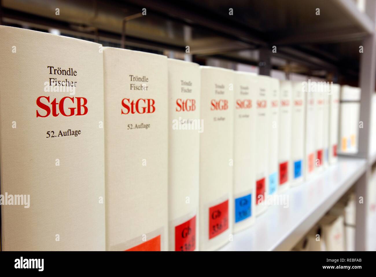 Justice, code books in the archive of a court house, various editions ...