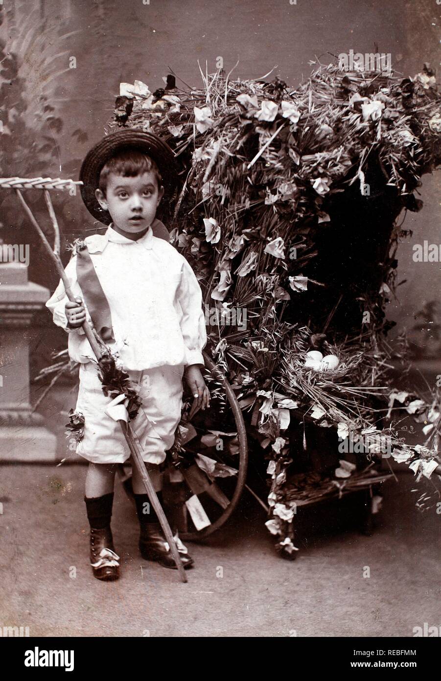 Historical photo, child dressed up as a farmer, 1901, France Stock ...