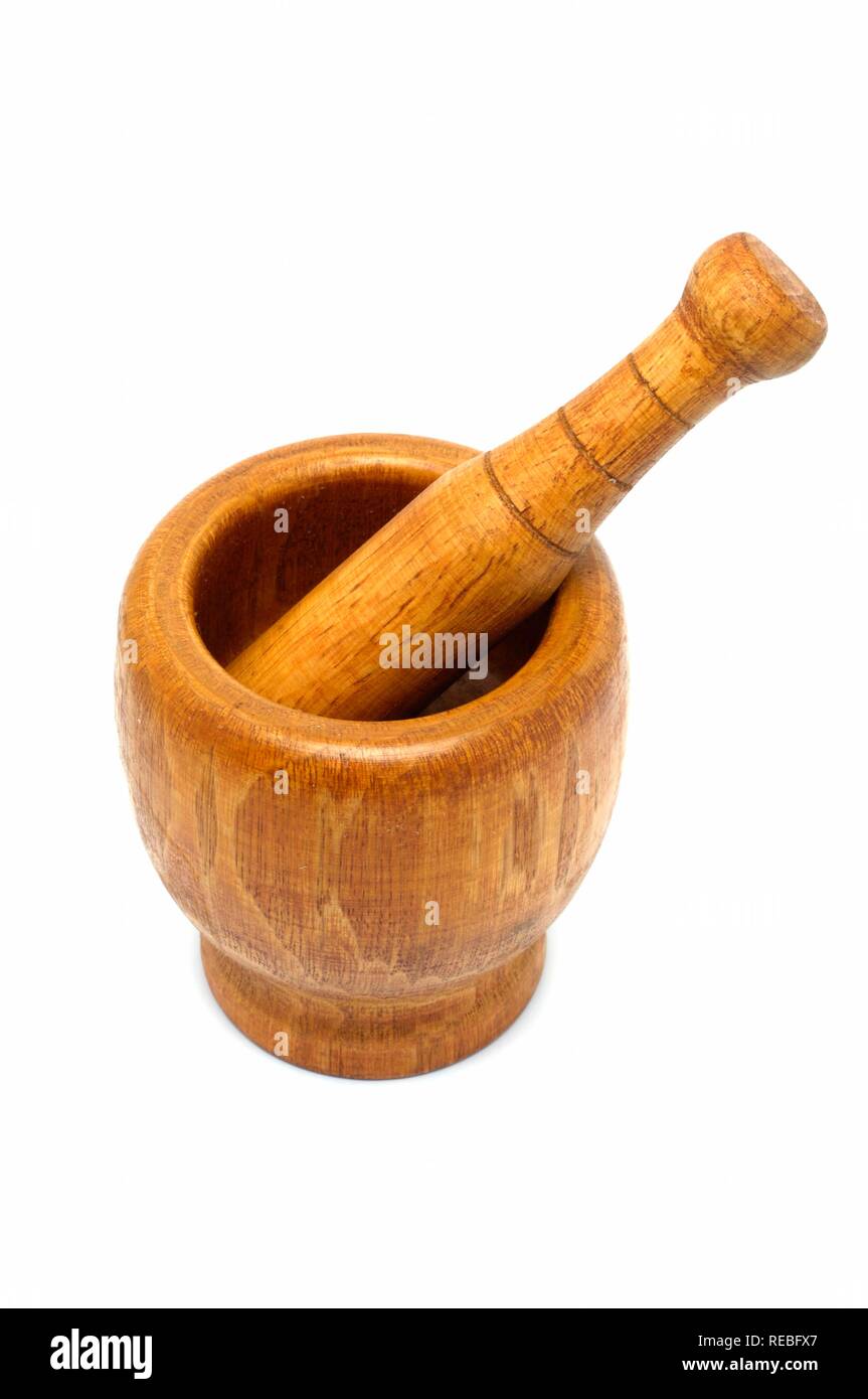 Wooden spice mortar Stock Photo - Alamy