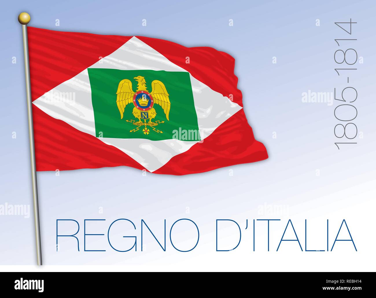 Kingdom of Italy, Napoleon King, historical flag 1805 - 1814, vector ...
