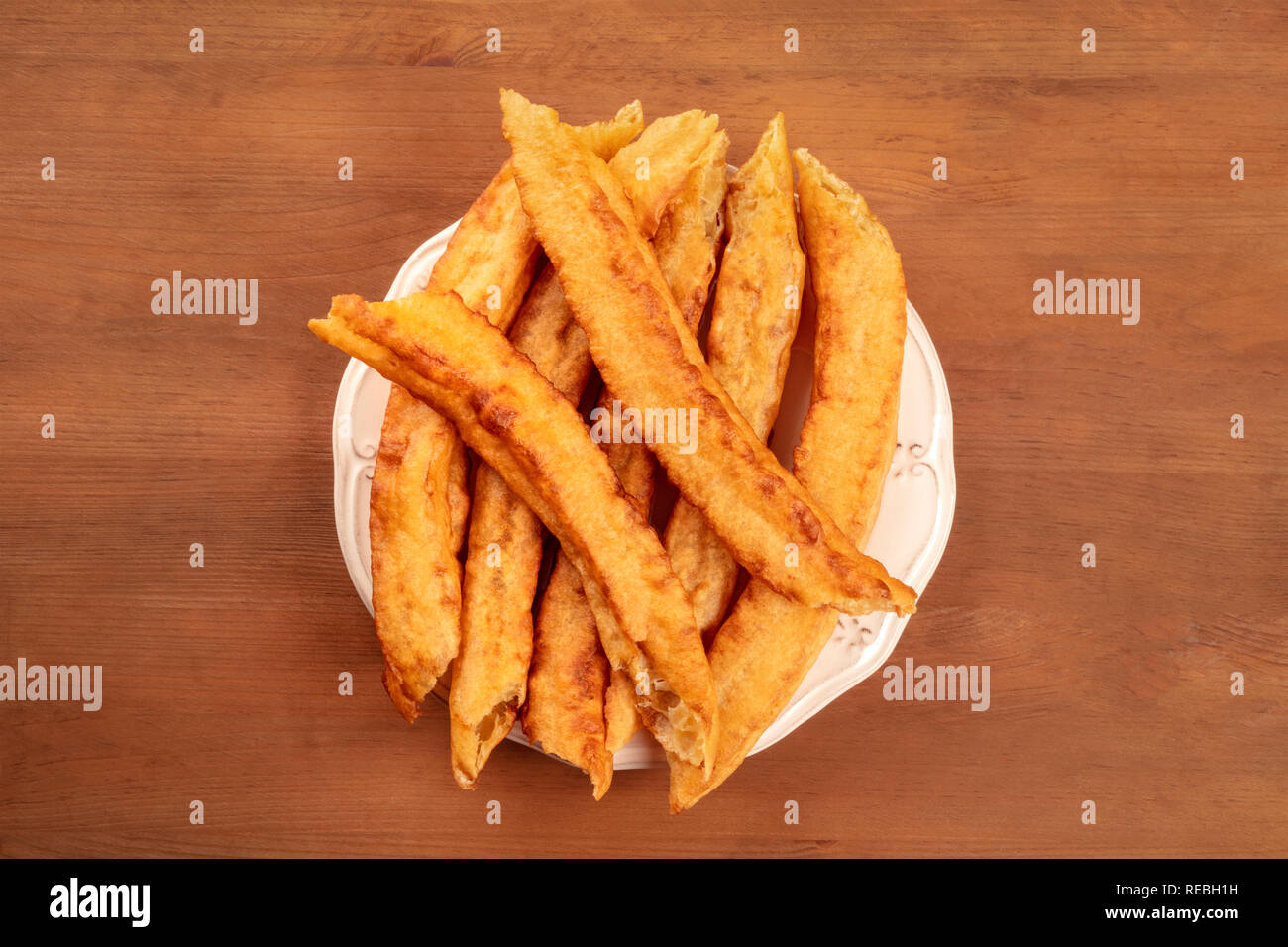 An overhead photo of traditional Spanish porras, a typical Madrid ...