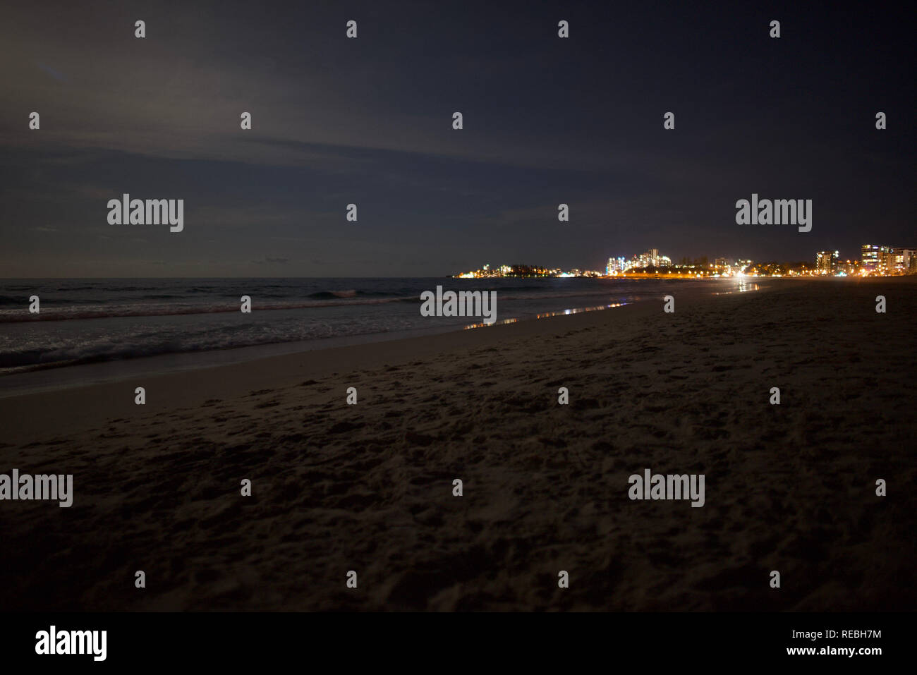 View of Coolangatta Gold Coast Australia at night from Bilinga Beach ...