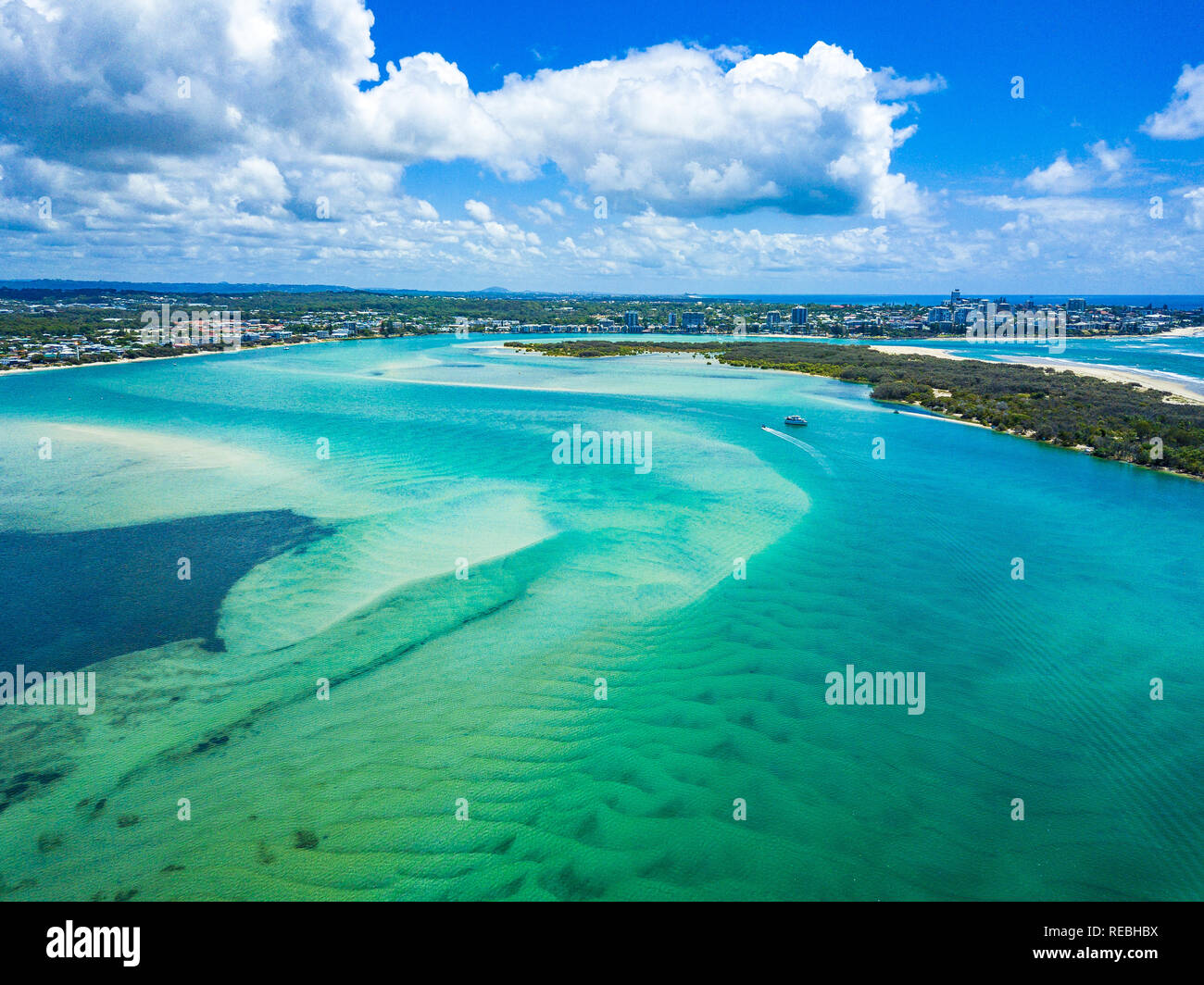 The Pumicestone Passage and Bribie Island on the Sunshine Coast, QLD ...