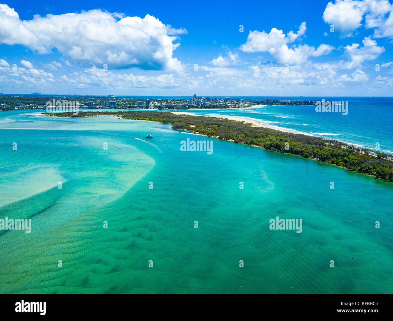 The Pumicestone Passage and Bribie Island on the Sunshine Coast, QLD ...