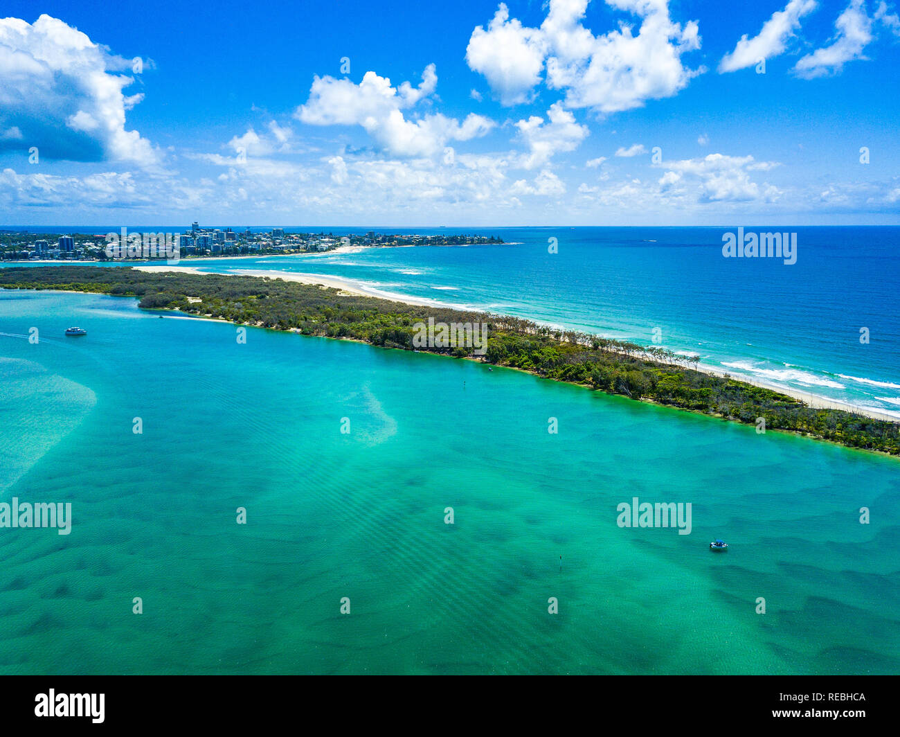 The Pumicestone Passage and Bribie Island on the Sunshine Coast, QLD ...