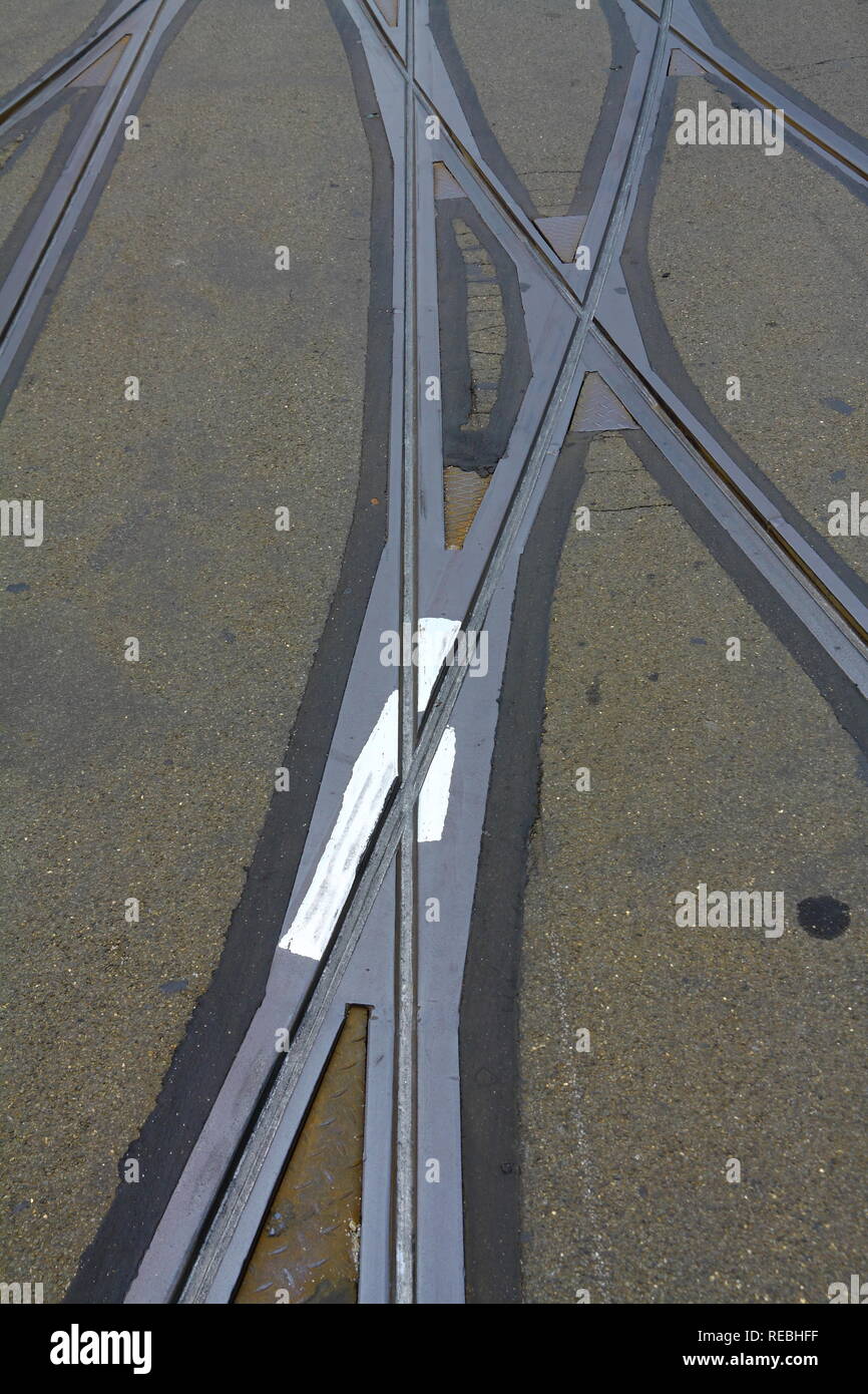Crossing tram tracks Stock Photo - Alamy