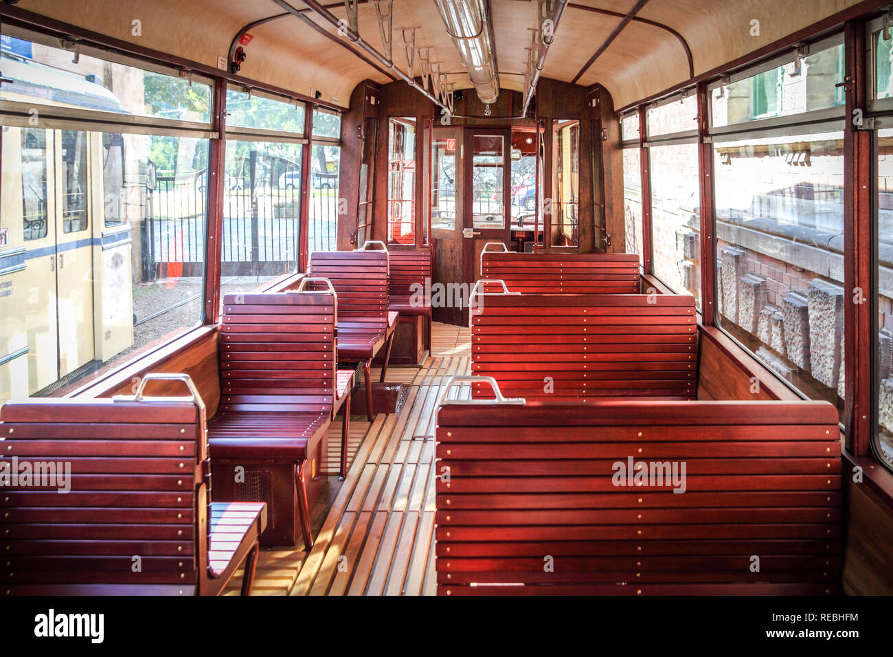 Inside a vintage tram hi-res stock photography and images - Alamy