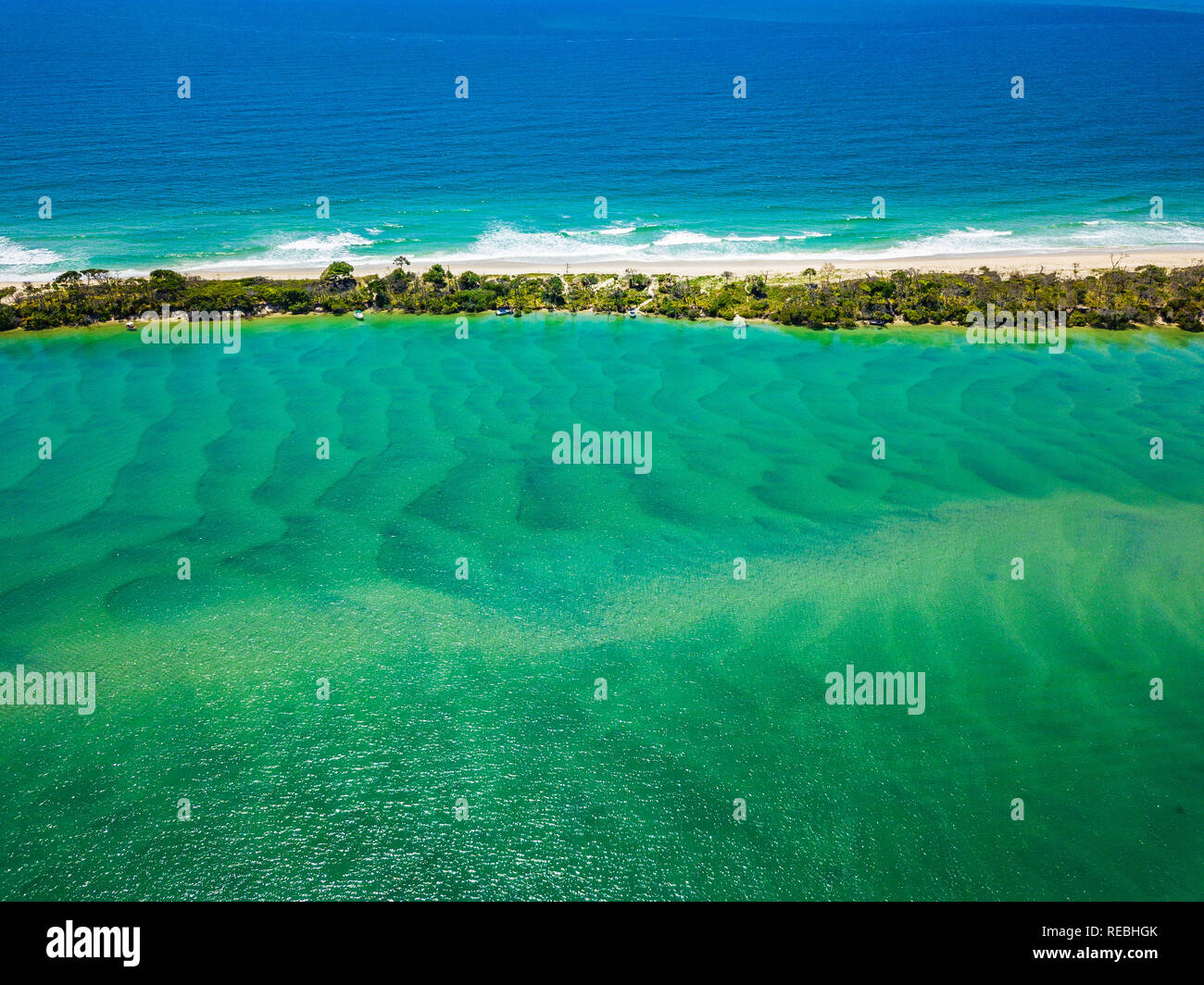 The Pumicestone Passage and Bribie Island on the Sunshine Coast, QLD ...