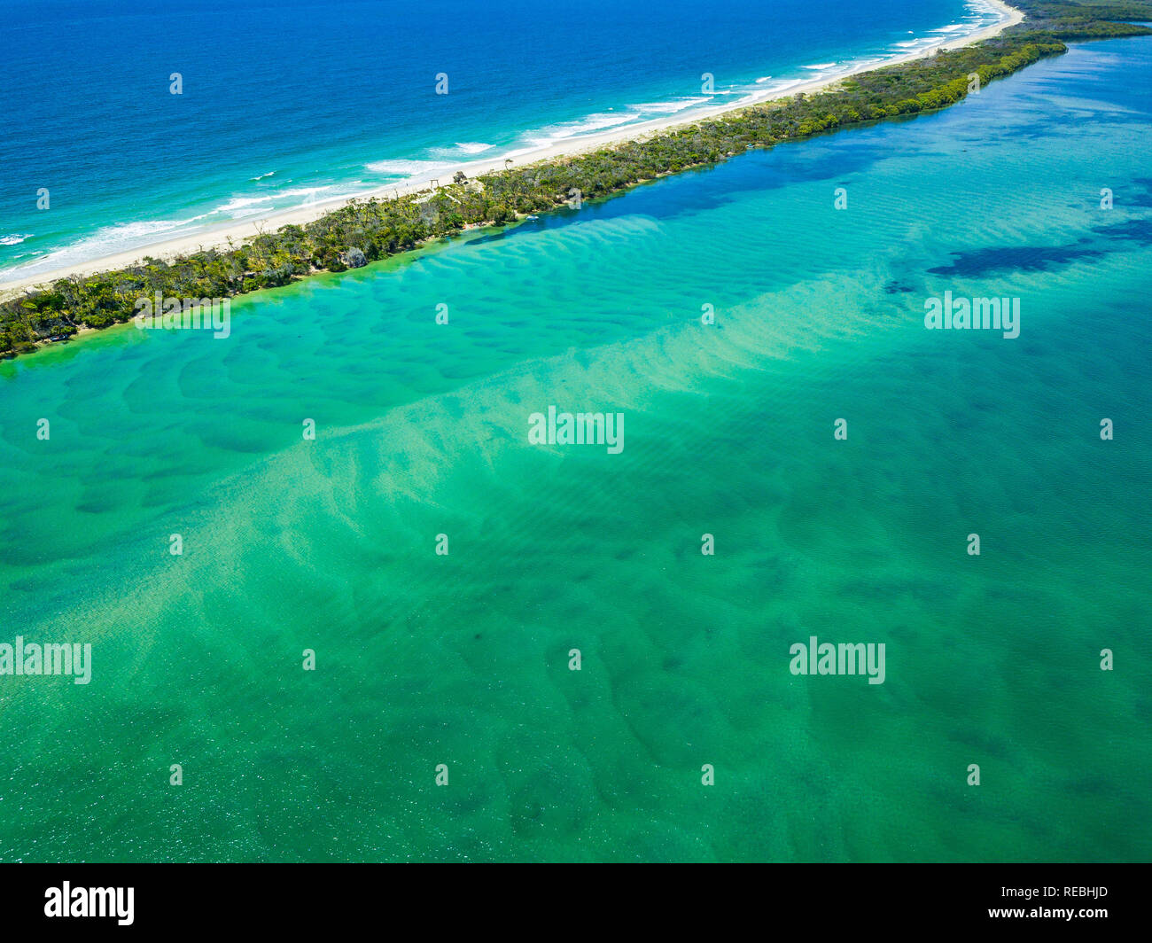 The Pumicestone Passage and Bribie Island on the Sunshine Coast, QLD ...