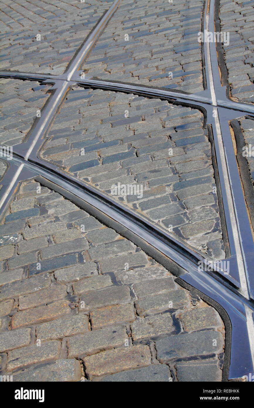 Crossing tram tracks Stock Photo - Alamy