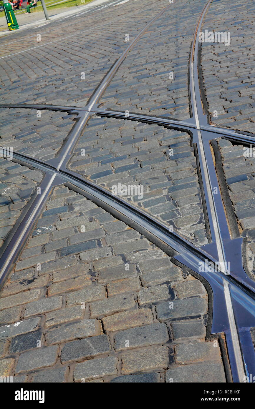 Crossing tram tracks Stock Photo - Alamy