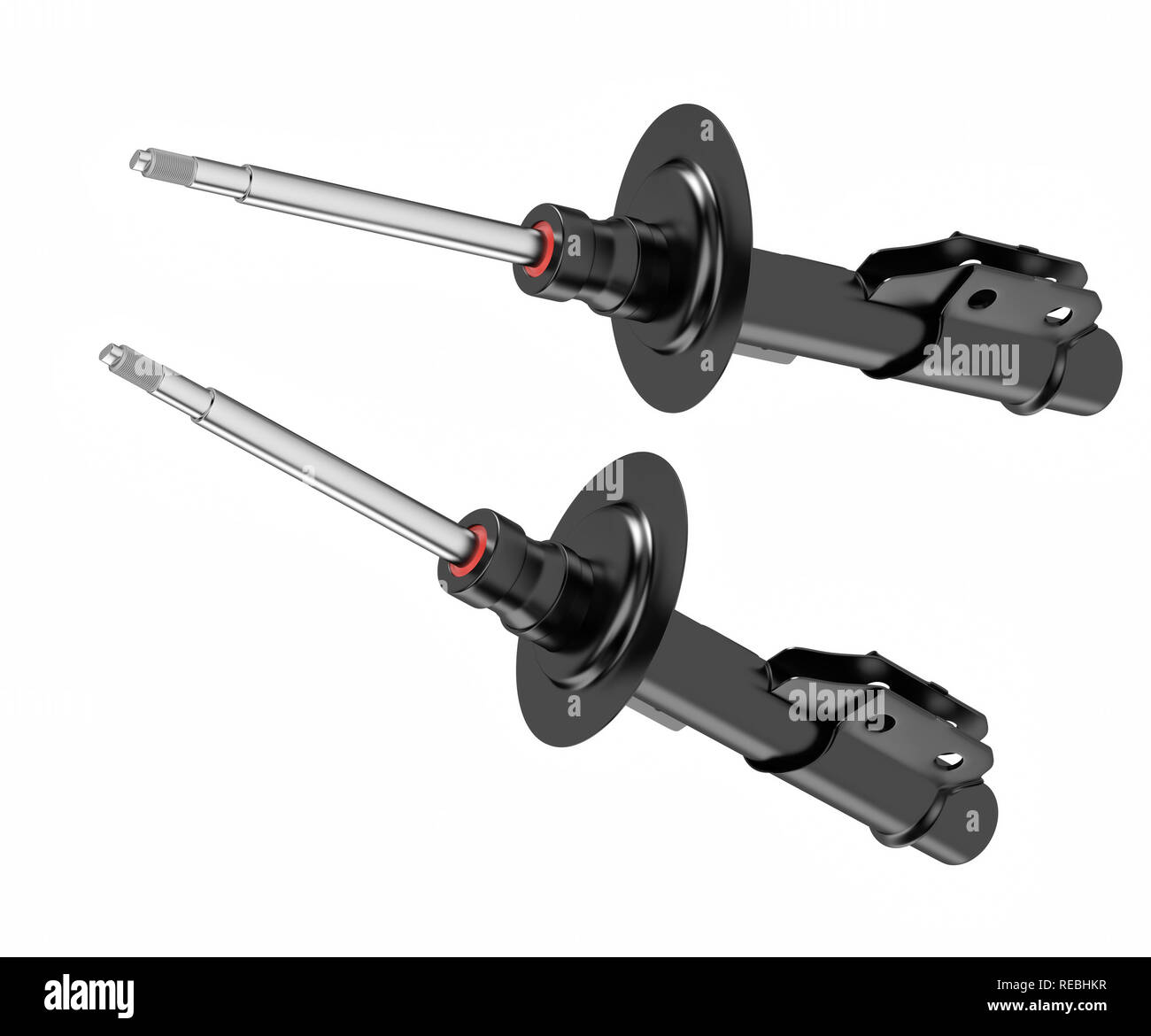 3D rendering. Passenger car Shock Absorber, new auto parts, spare parts ...