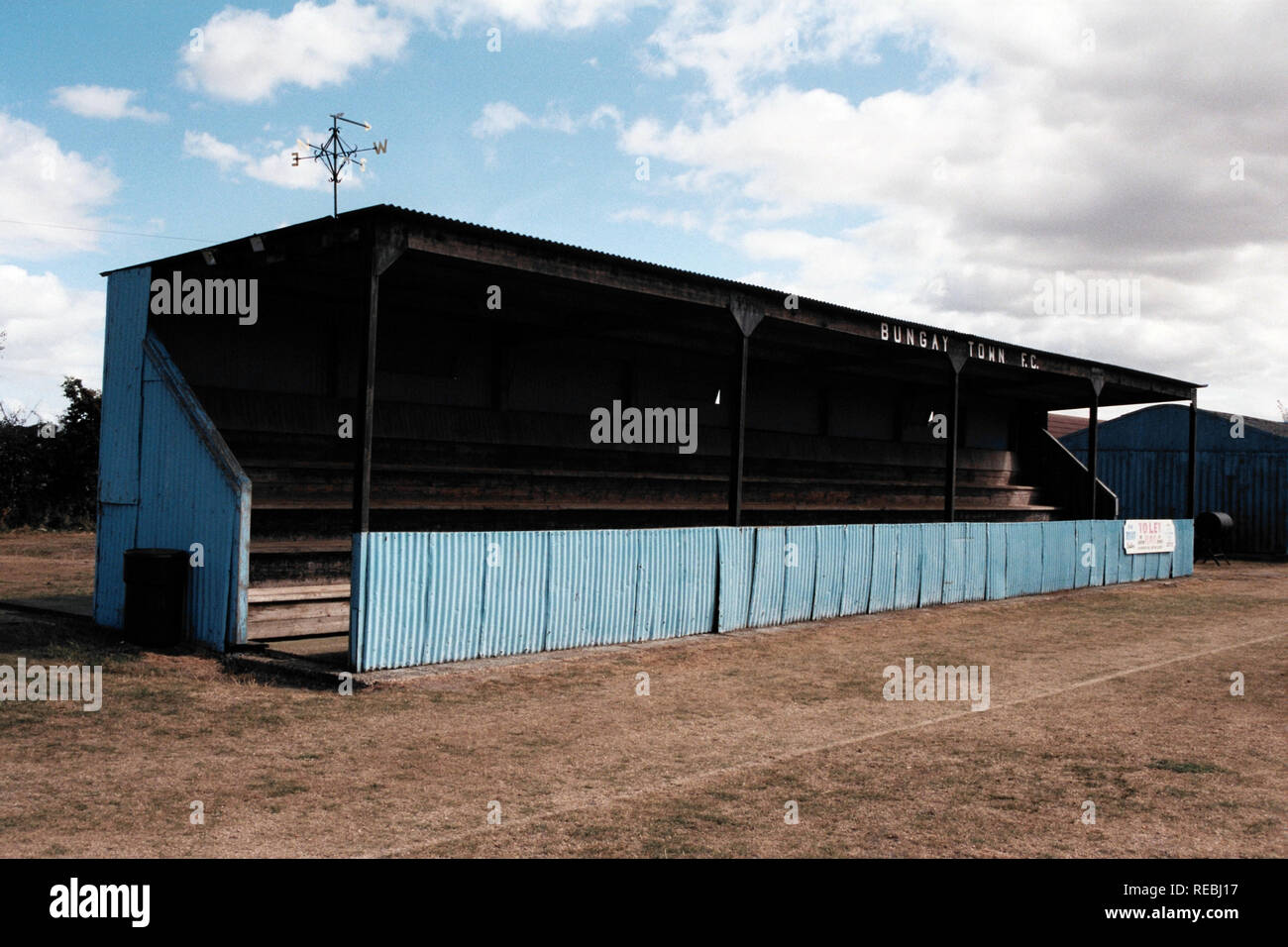 The main stand at Bungay Town FC Football Ground, Maltings Meadow ...