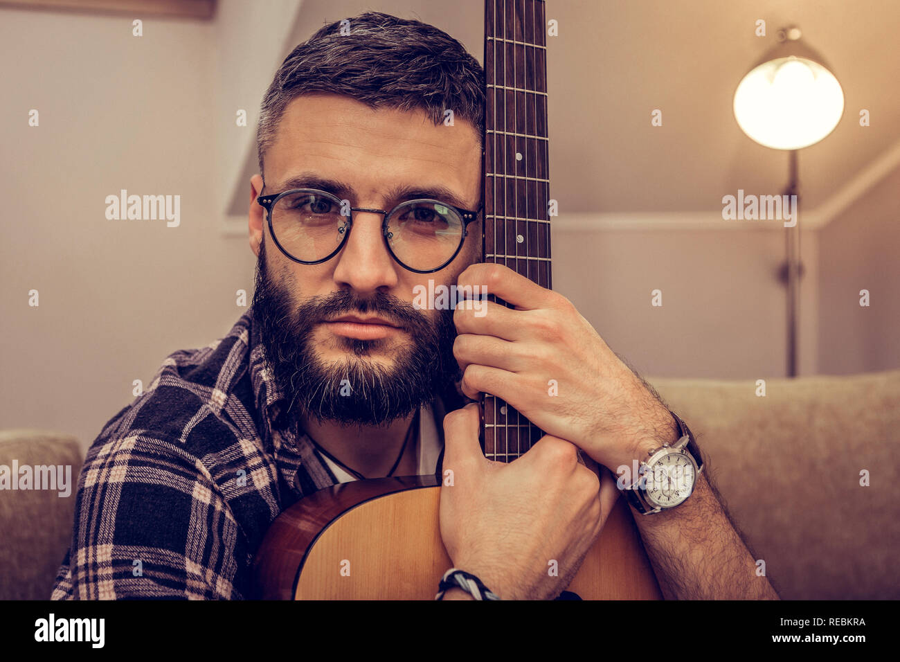 Bearded young male singer hi-res stock photography and images - Alamy