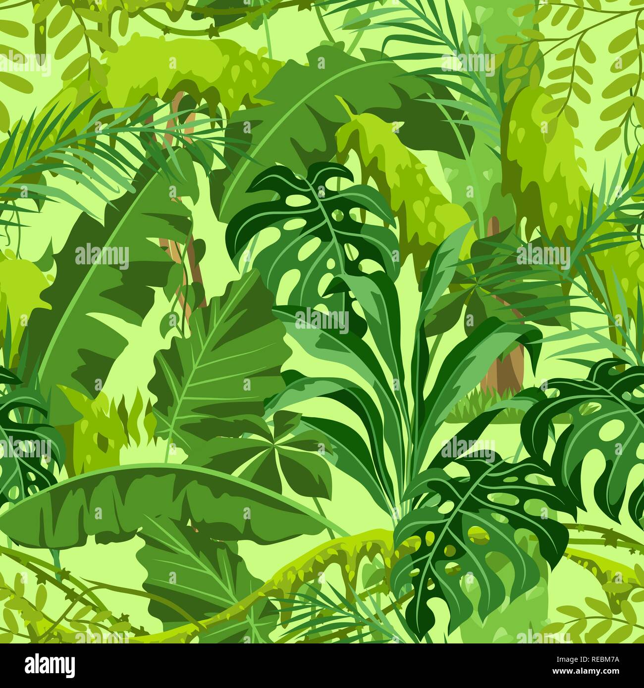 Seamless pattern with jungle plants Stock Vector Image & Art - Alamy