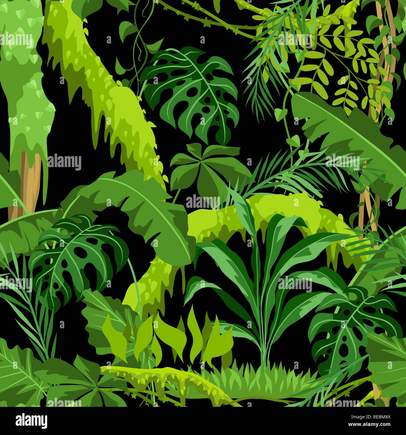 Seamless pattern with jungle plants Stock Vector Image & Art - Alamy
