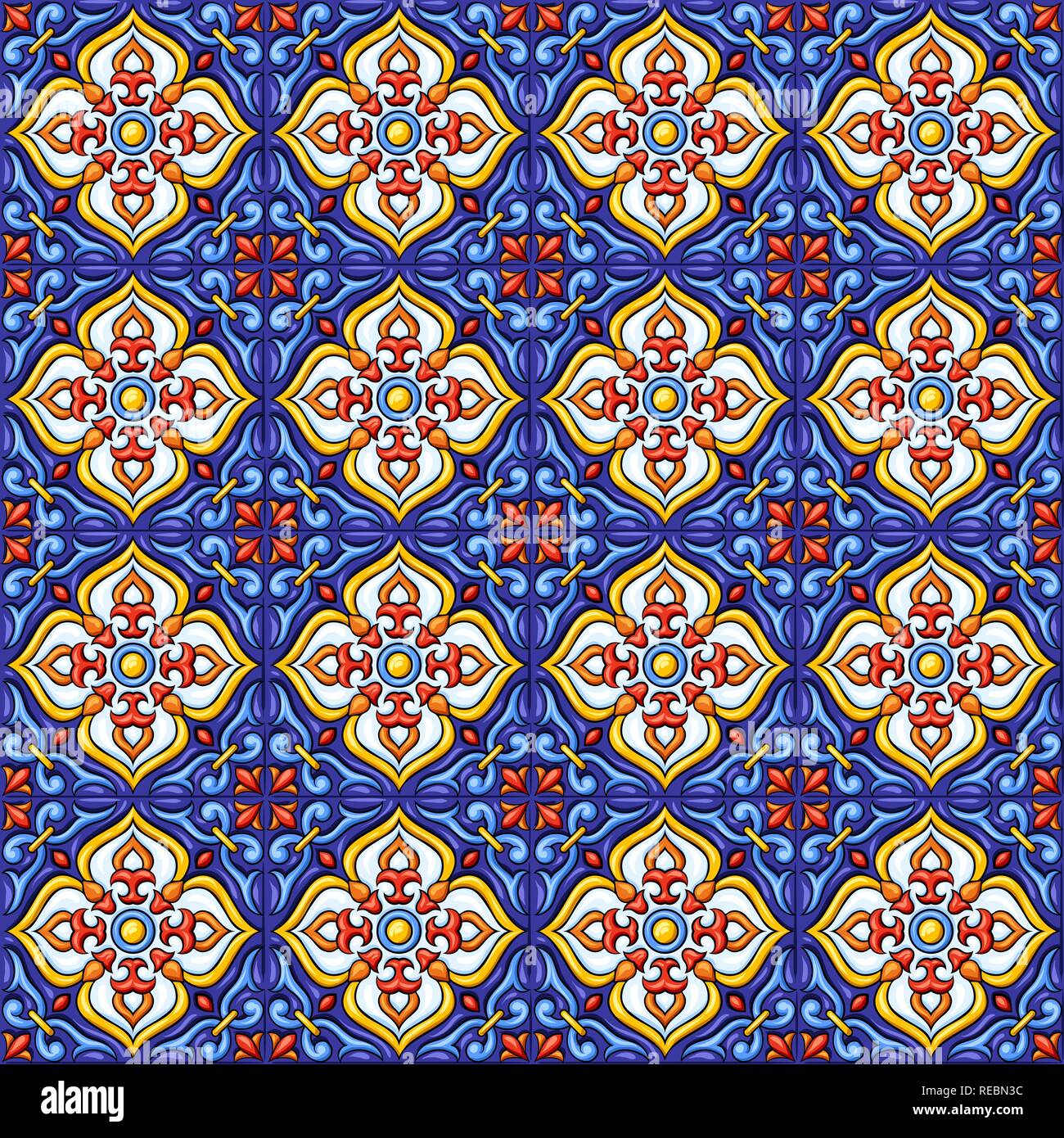Mexican talavera ceramic tile pattern. Ethnic folk ornament Stock ...