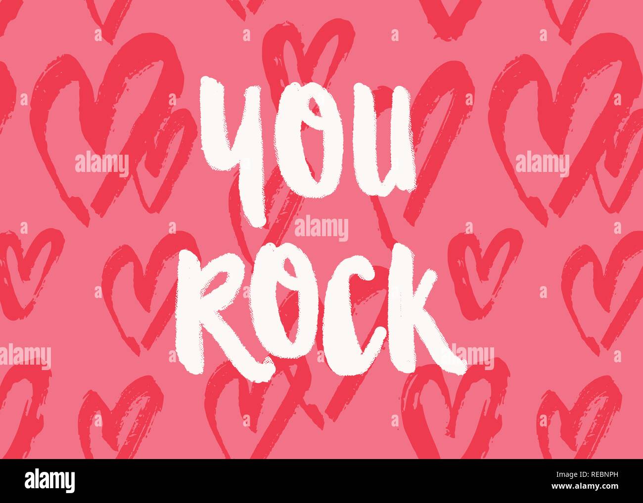 You rock. Valentine's Day greeting card template with typographic ...