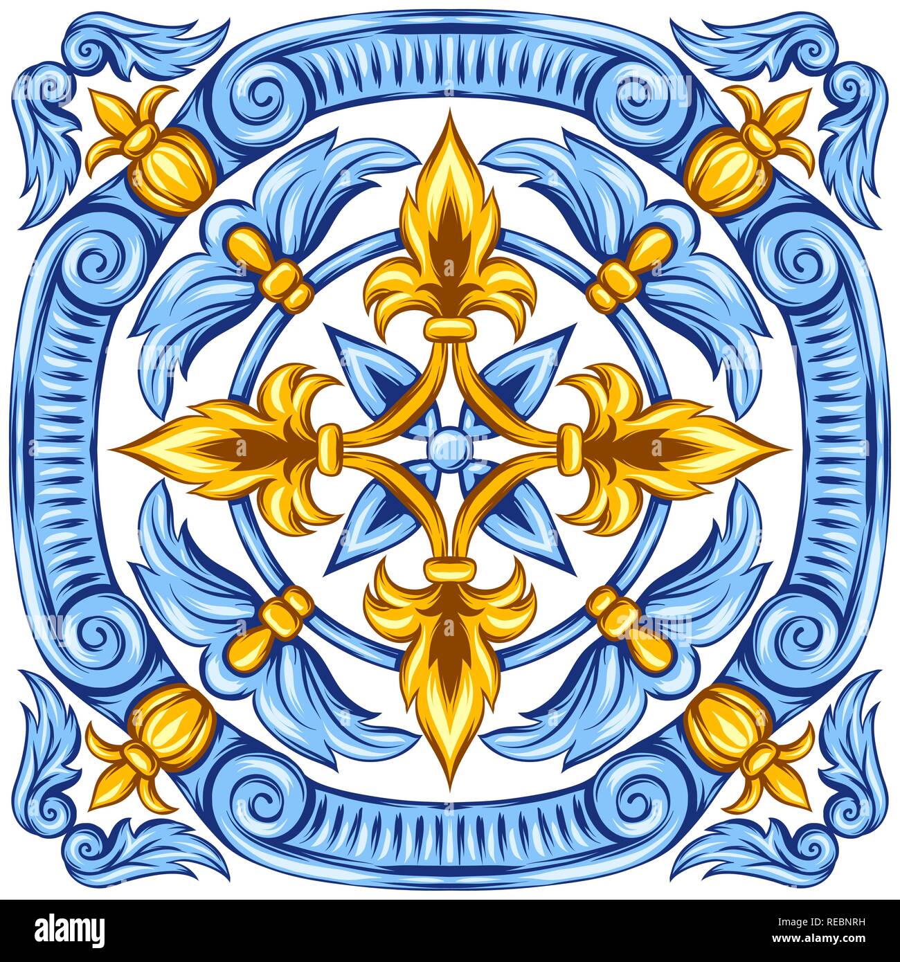 Portuguese azulejo ceramic tile pattern Stock Vector Image & Art - Alamy