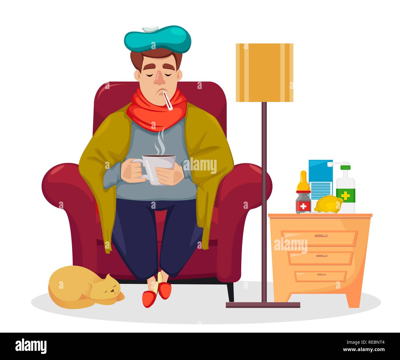 Being Sick Cartoon Character