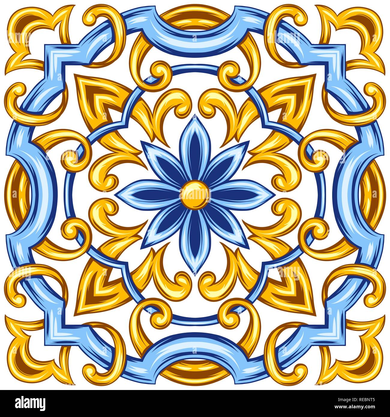 Portuguese azulejo ceramic tile pattern Stock Vector Image & Art - Alamy