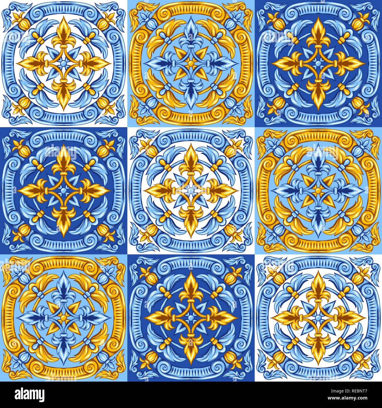 Portuguese azulejo ceramic tile pattern Stock Vector Image & Art - Alamy
