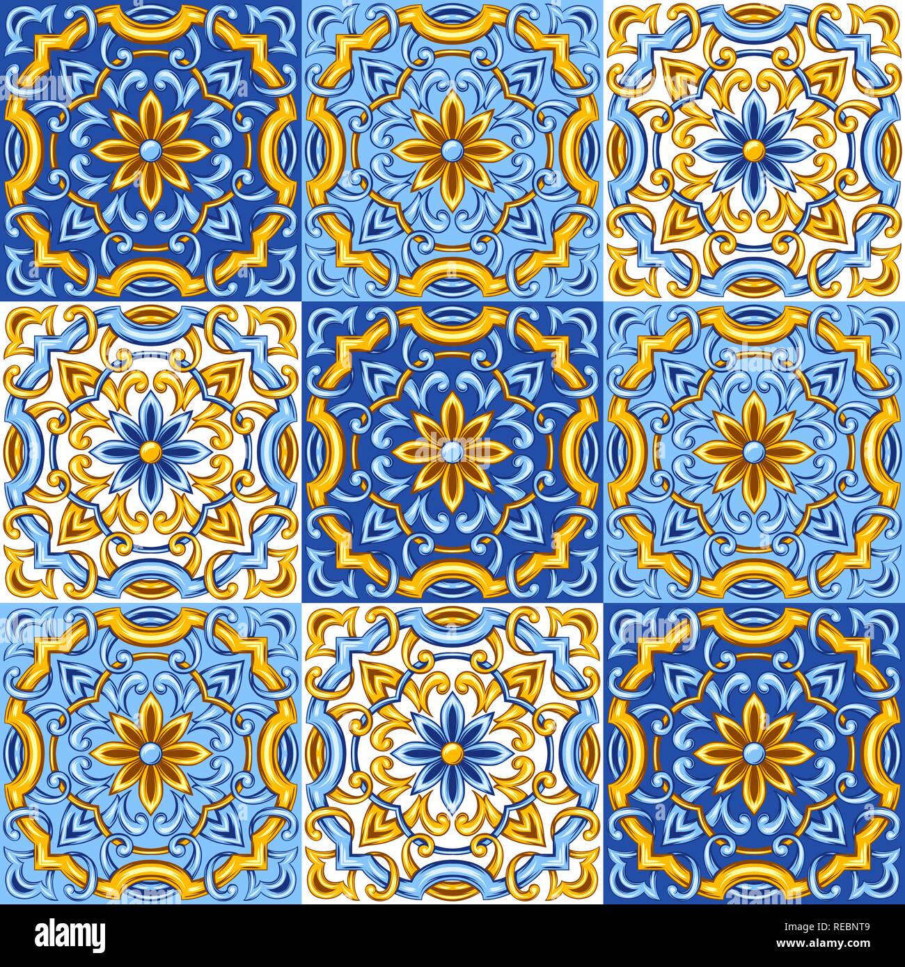 Portuguese azulejo ceramic tile pattern Stock Vector Image & Art - Alamy