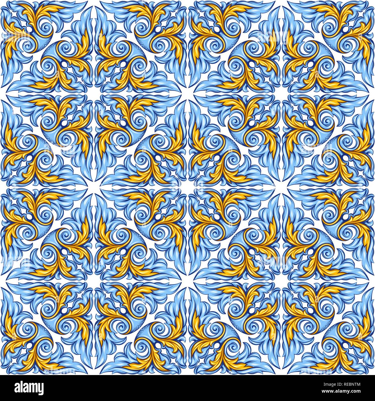 Portuguese azulejo ceramic tile pattern Stock Vector Image & Art - Alamy