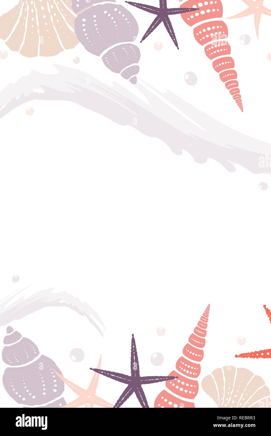 Marine vector background with wave and shells. Eps 10 Stock Vector ...