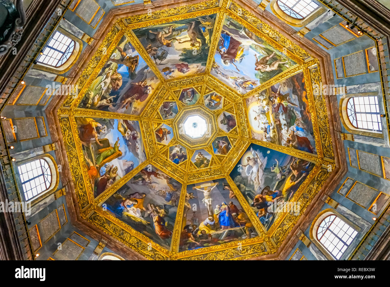 Biblical Paintings Dome San Lorenzo Medici Church Florence Tuscany ...
