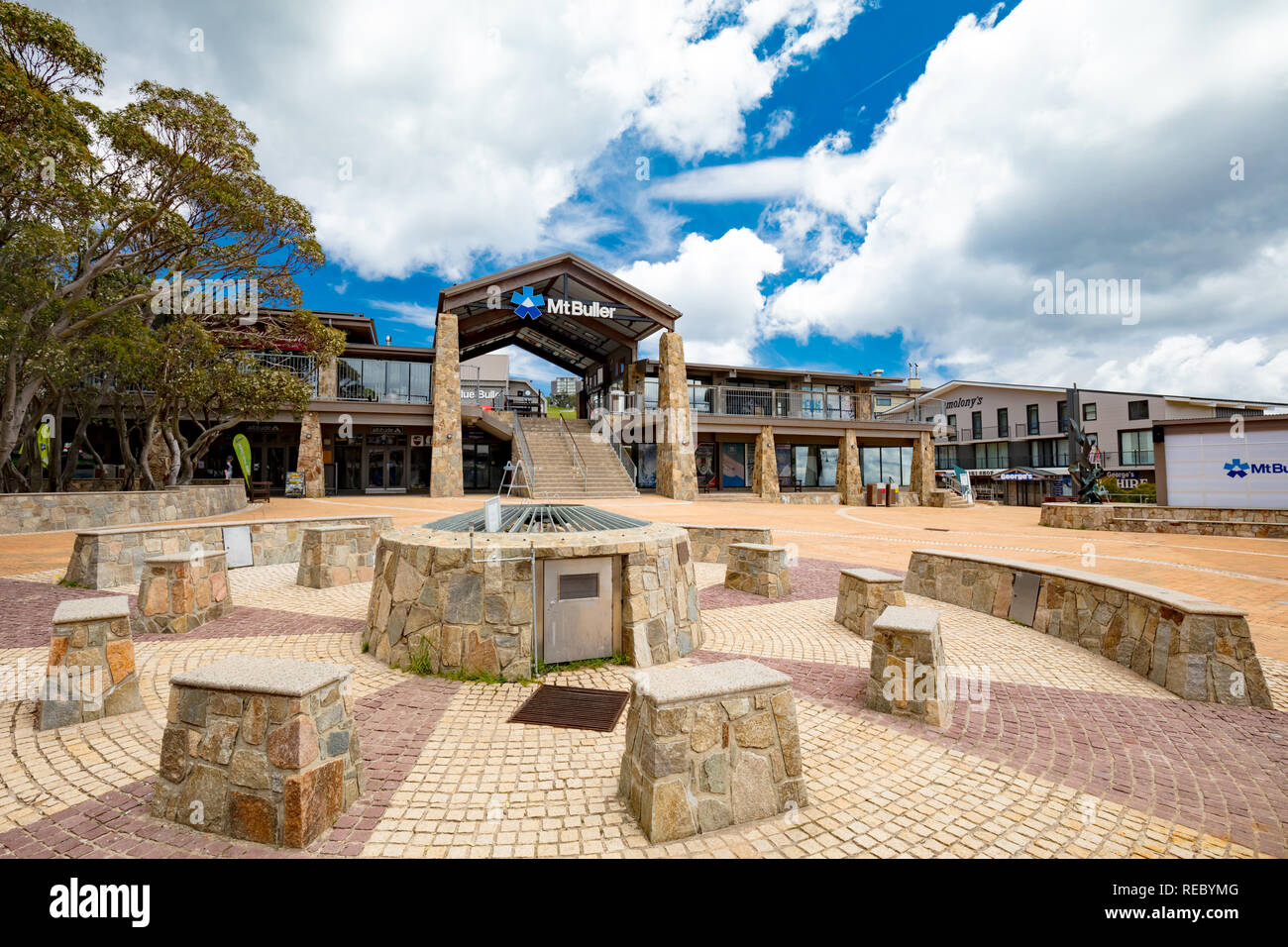 MOUNT BULLER, AUSTRALIA - JAN 4: Mount Buller village in summer in ...