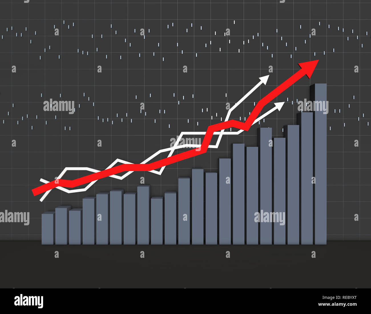 Financial success arrow and histogram, economic development and ...
