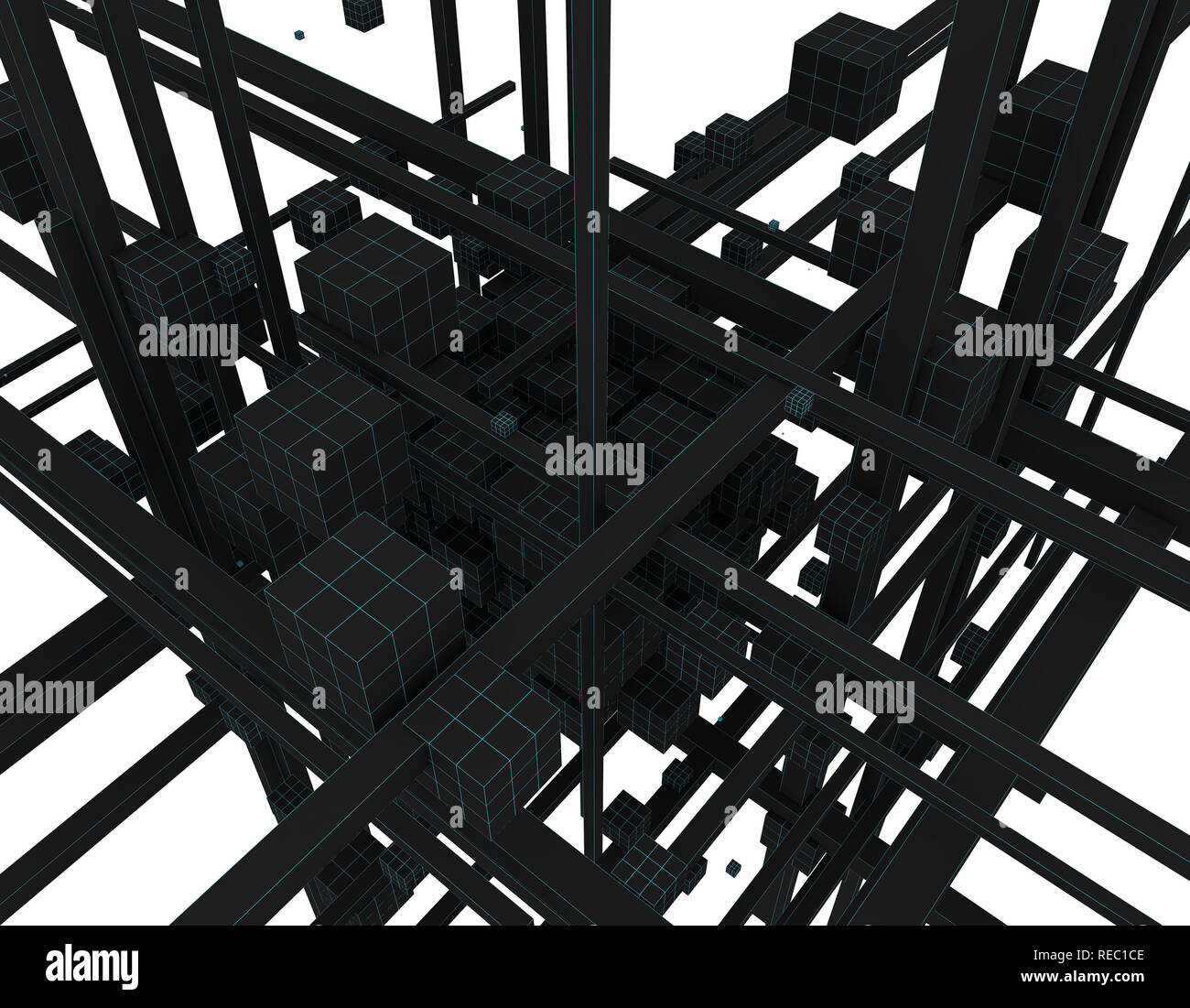 Crossed Cubes, 3D Space Connection, Future Technology Stock Photo - Alamy