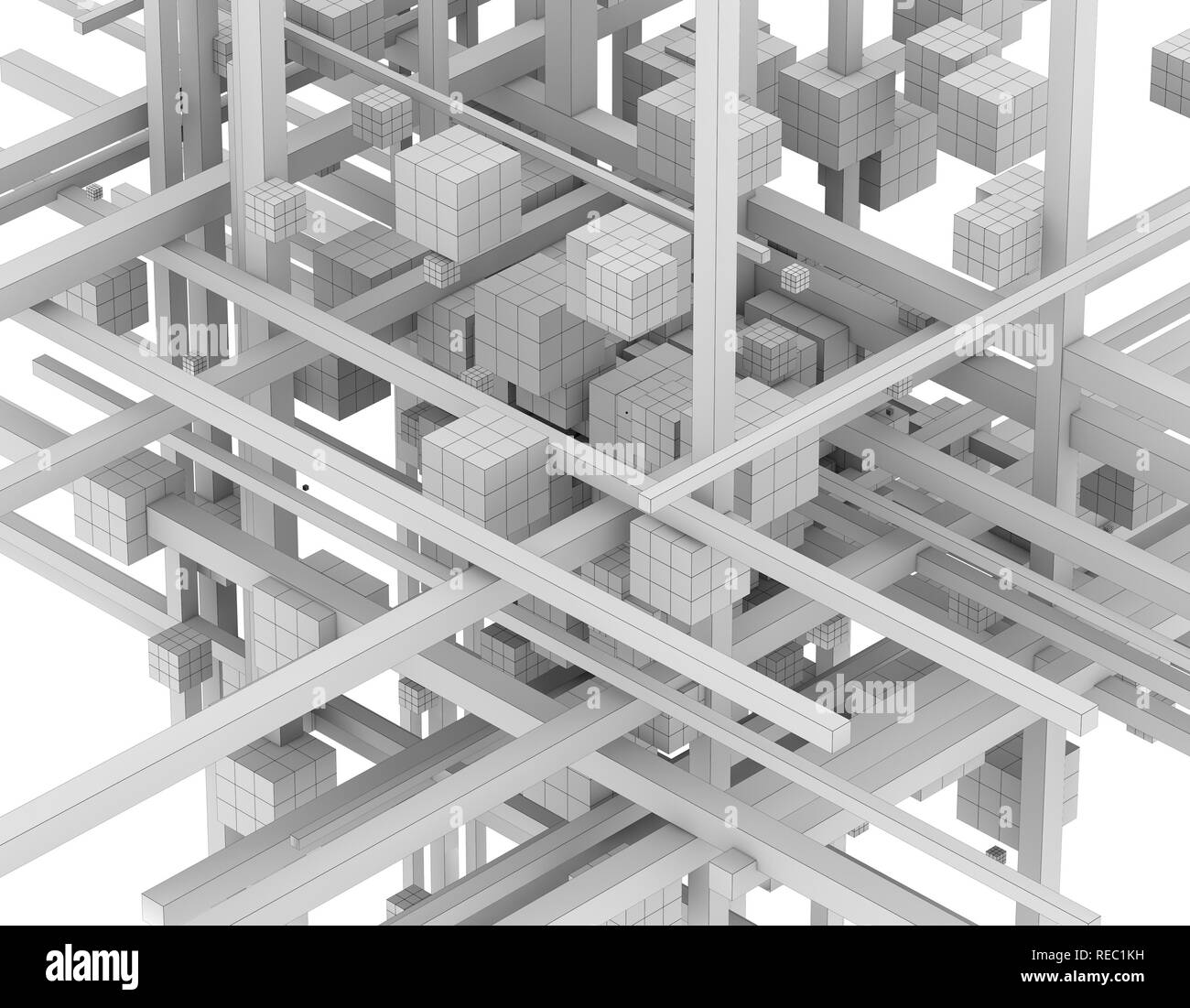 Crossed Cubes, 3D Space Connection, Future Technology Stock Photo - Alamy