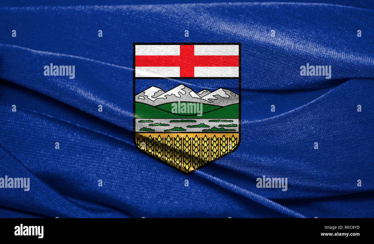 Realistic flag of Alberta on the wavy surface of fabric. Perfect for ...
