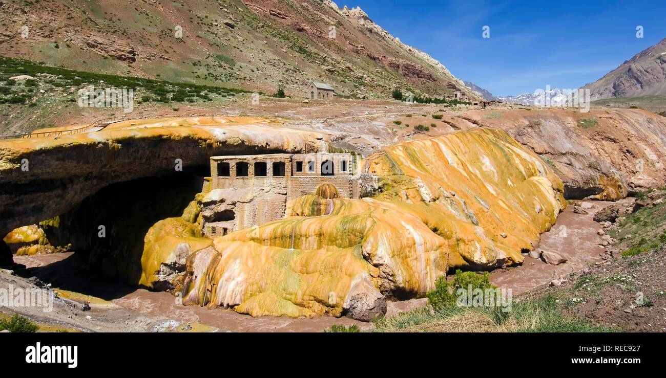 Puente del Inca, natural stone bridge, Mendoza, Argentina Stock Photo ...