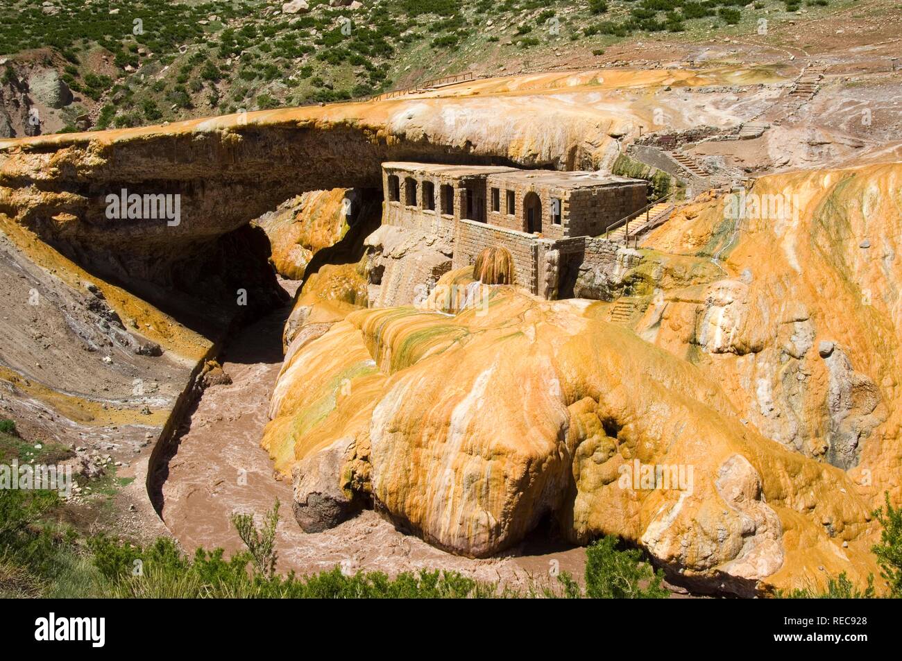 Puente del Inca, natural stone bridge, Mendoza, Argentina Stock Photo ...