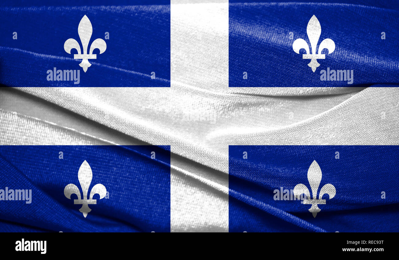 Realistic flag of Quebec on the wavy surface of fabric. Perfect for ...