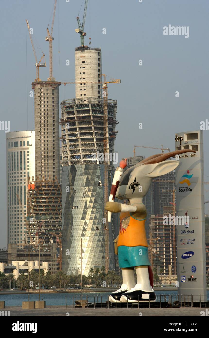 Doha Bay, newly constructed buildings, high rise district on the north ...