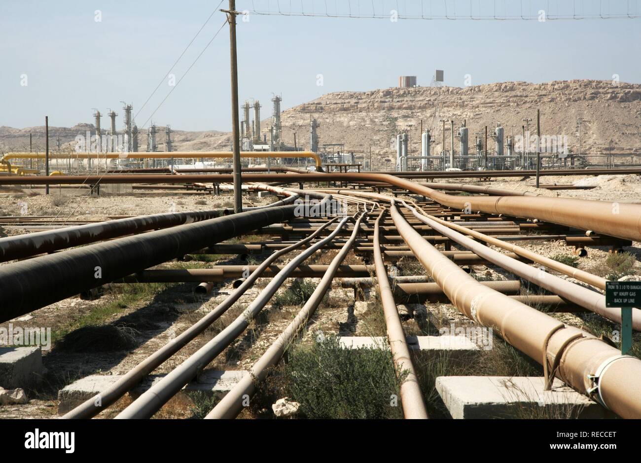 Pipelines near the Awali oil fields, Kingdom of Bahrain, Persian Gulf ...